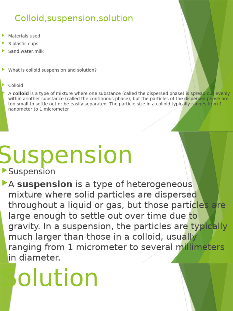 Colloid, Suspension, Solution | PDF