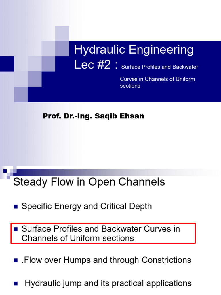 Surface Profiles in Open Channel Flow | PDF | Fluid Dynamics | Dynamics ...