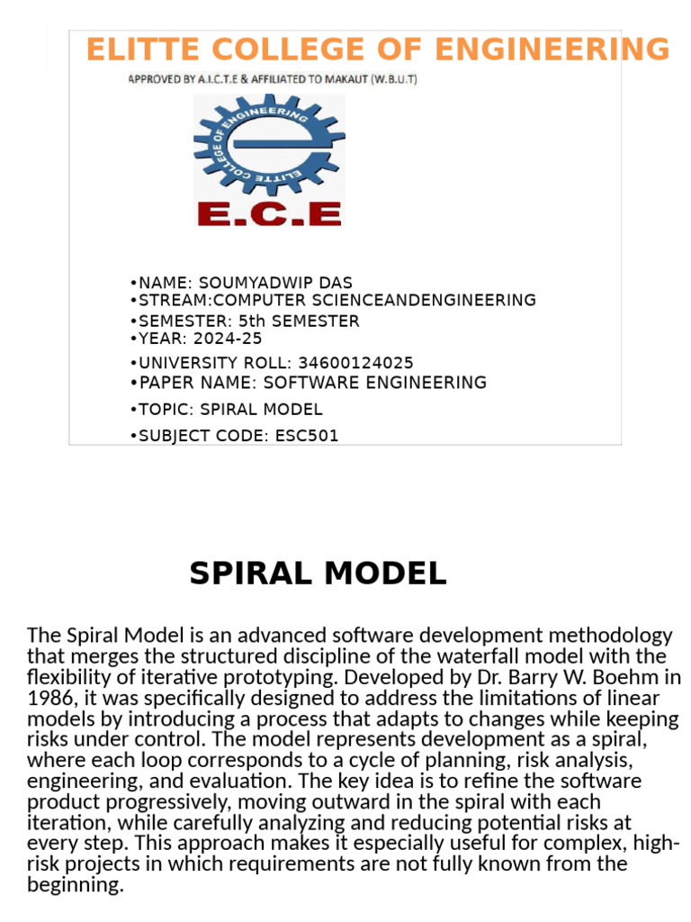 Soumyadwip Das - 34600124025 - Spiral Model | PDF | Software Development Process | Systems ...