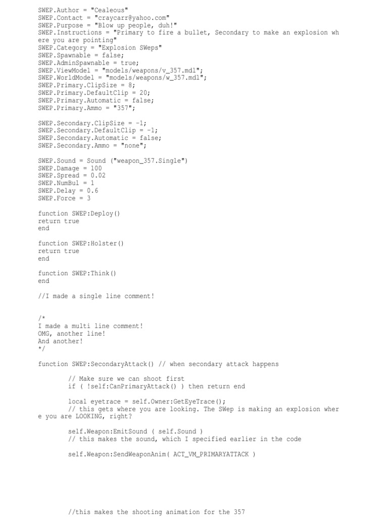 Shared Lua | PDF | Ammunition | Projectiles