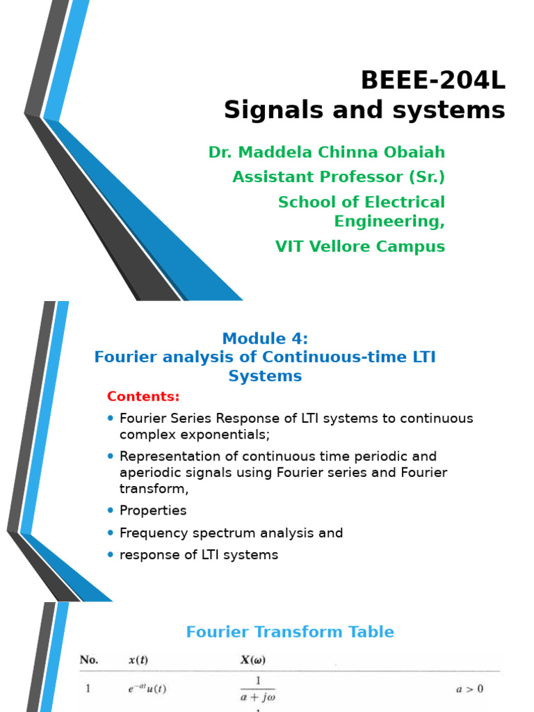 FALLSEM2025-26 VL BEEE204L 00100 TH 2025-09-03 Inverse-Fourier-Transform | PDF