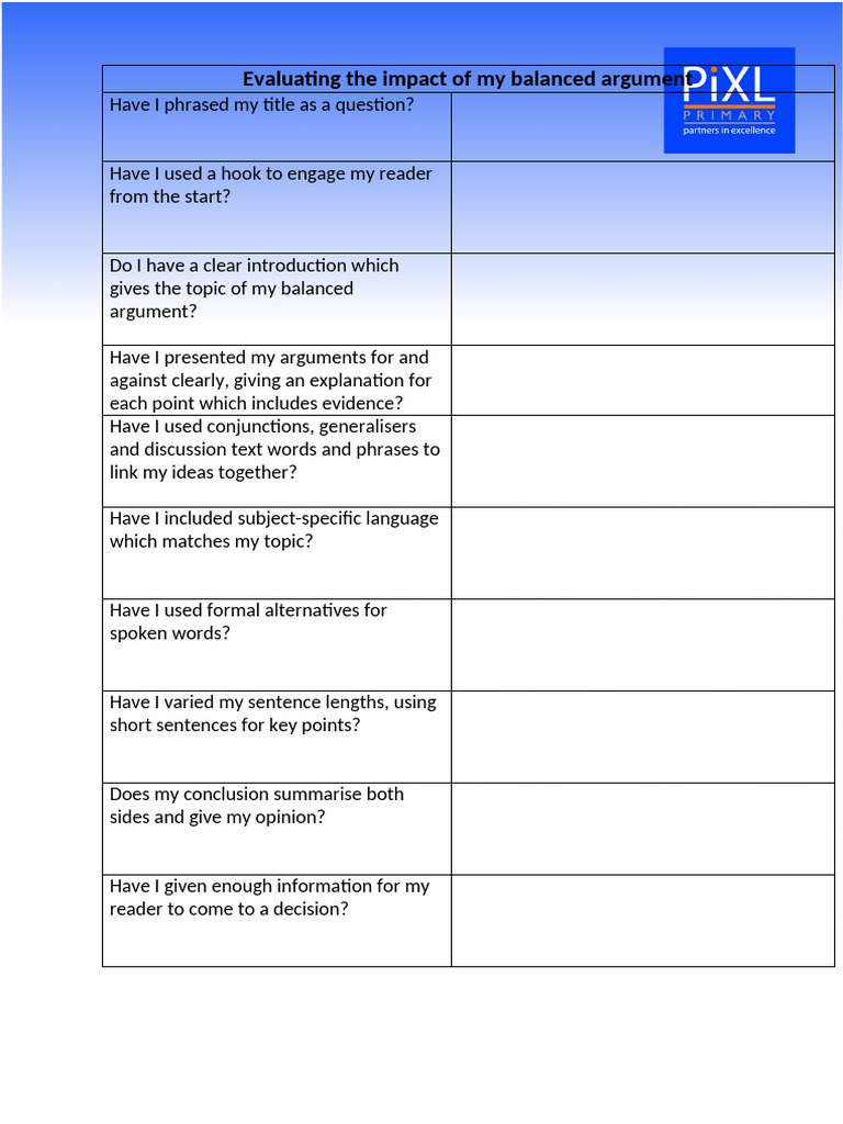 Evaluating The Impact of My Balanced Argument | PDF