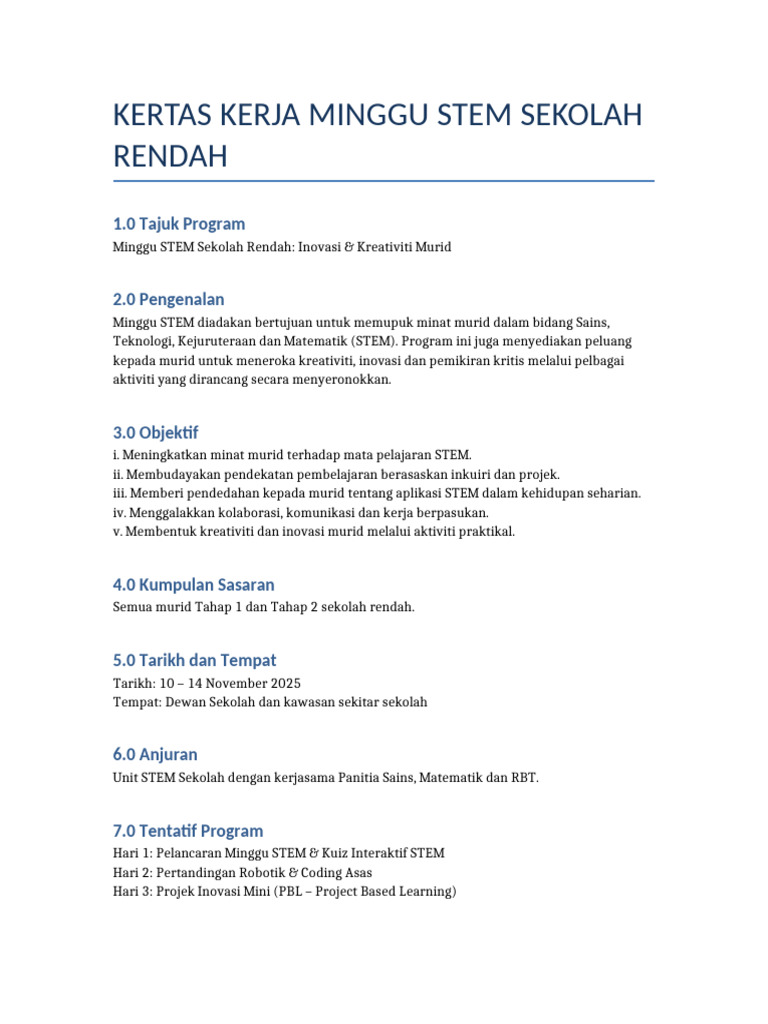 Minggu STEM Sekolah Rendah 2025 | PDF