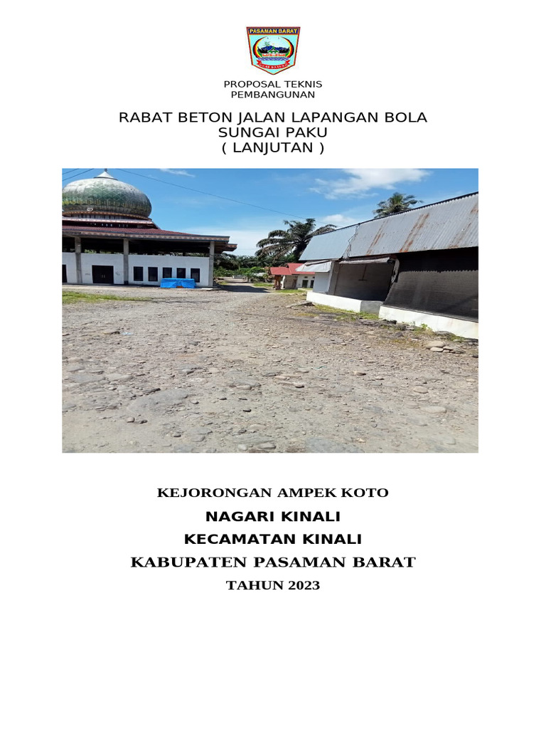 Proposal RAbat Beton Jl. Lap. Sepak Bola Sei. Paku | PDF