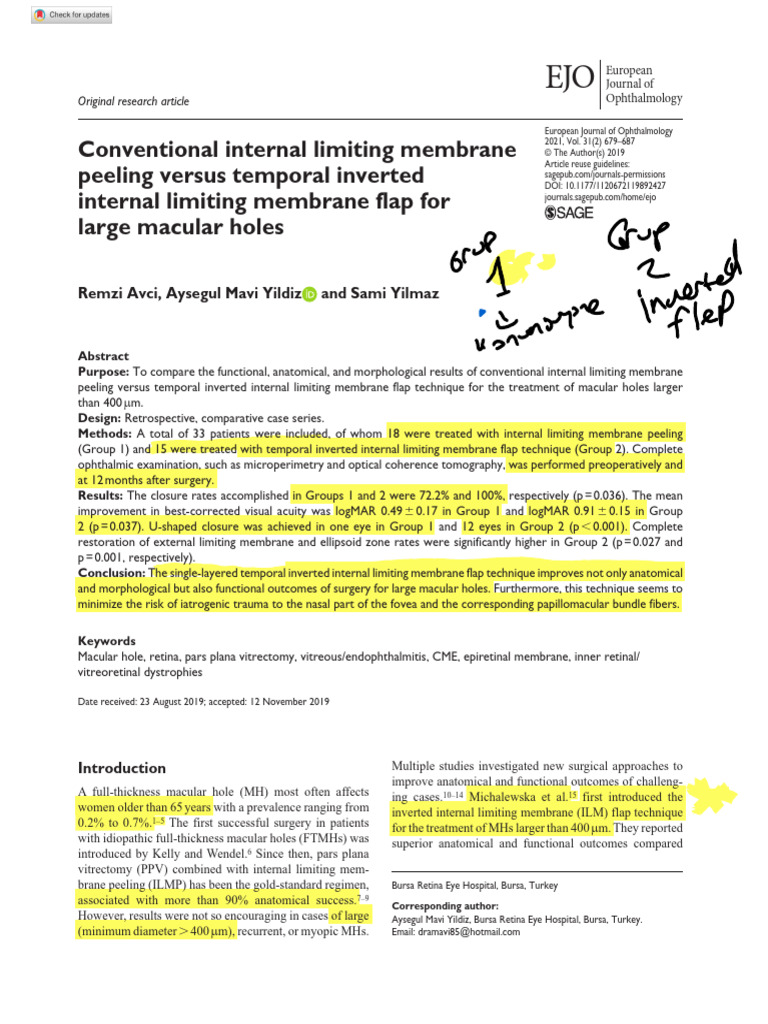 ILM Techniques for Large Macular Holes | PDF | Retina | Ophthalmology
