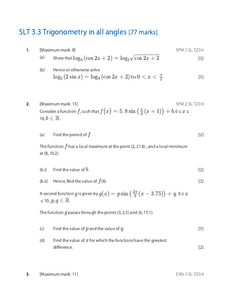 SLT 3.3 Trigonometry in All Angles | PDF | Trigonometry | Mathematical ...