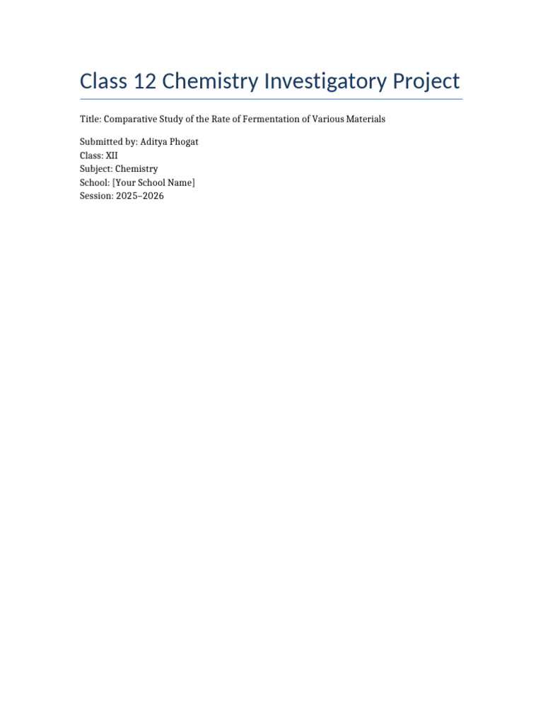 Fermentation Rate Study in Class 12 | PDF | Fermentation | Flour