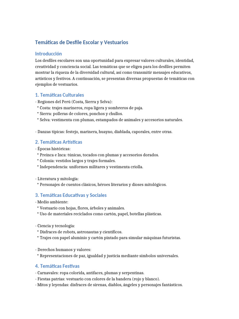 Tematicas de Desfile | PDF | Ropa | Carnaval