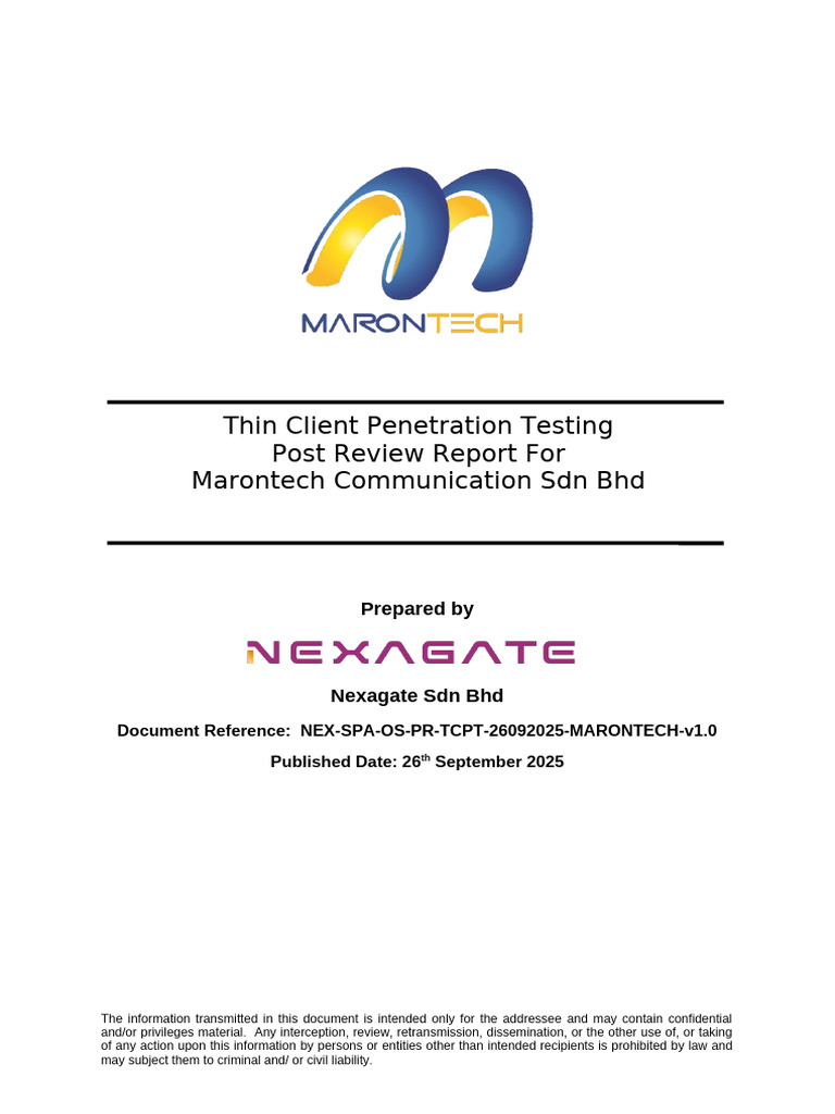 Nex Spa Os PR TCPT 26092025 Marontech v1.0 | PDF | Security | Computer ...