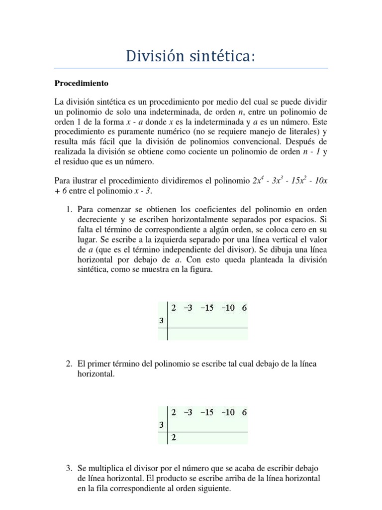 División Sintética de Polinomios | PDF