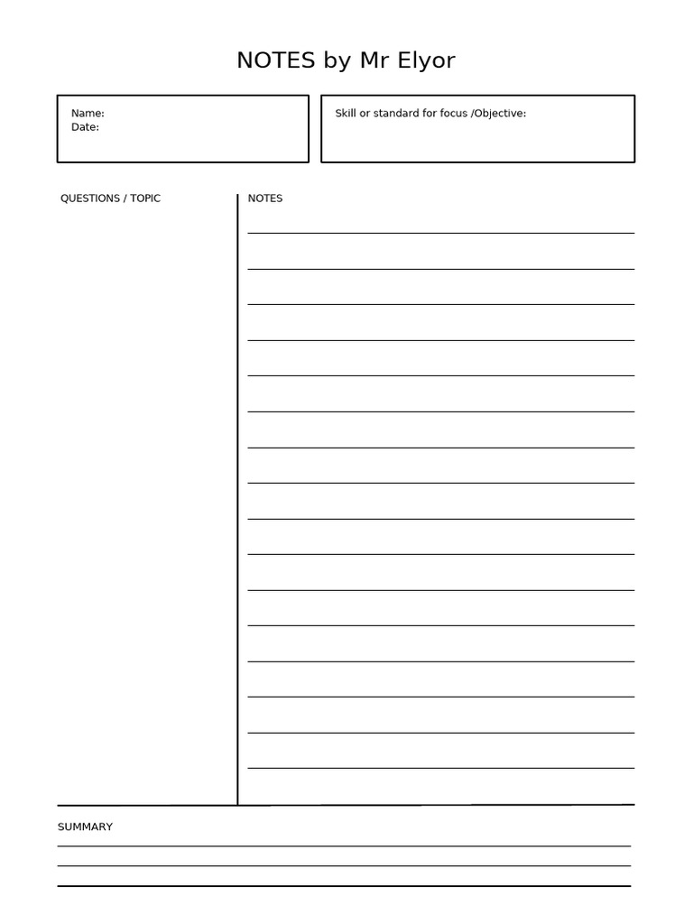 Cornell Notes by MR Elyor | PDF