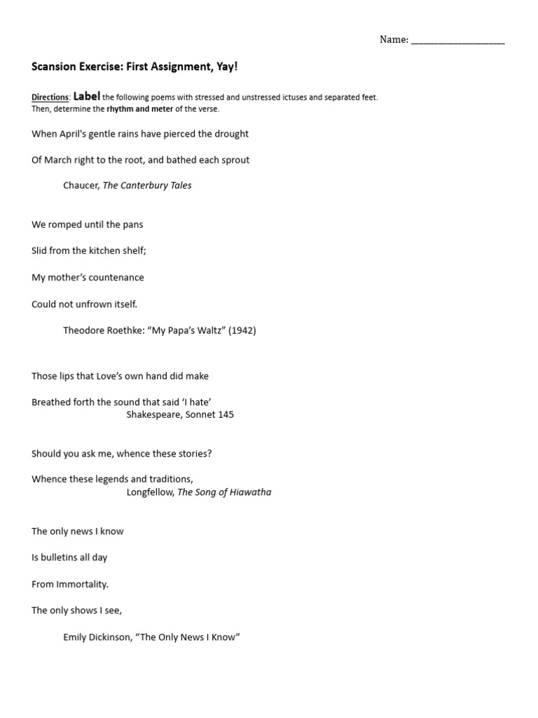 Scansion Exercise | PDF