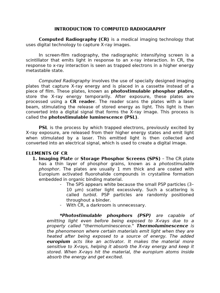 Intro To Computed Radiography | PDF | Optics | Electromagnetic Radiation