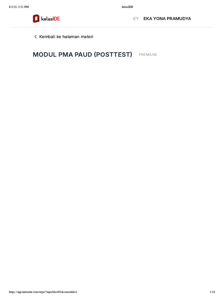 Modul PMA - PAUD - Posttest 2 | PDF
