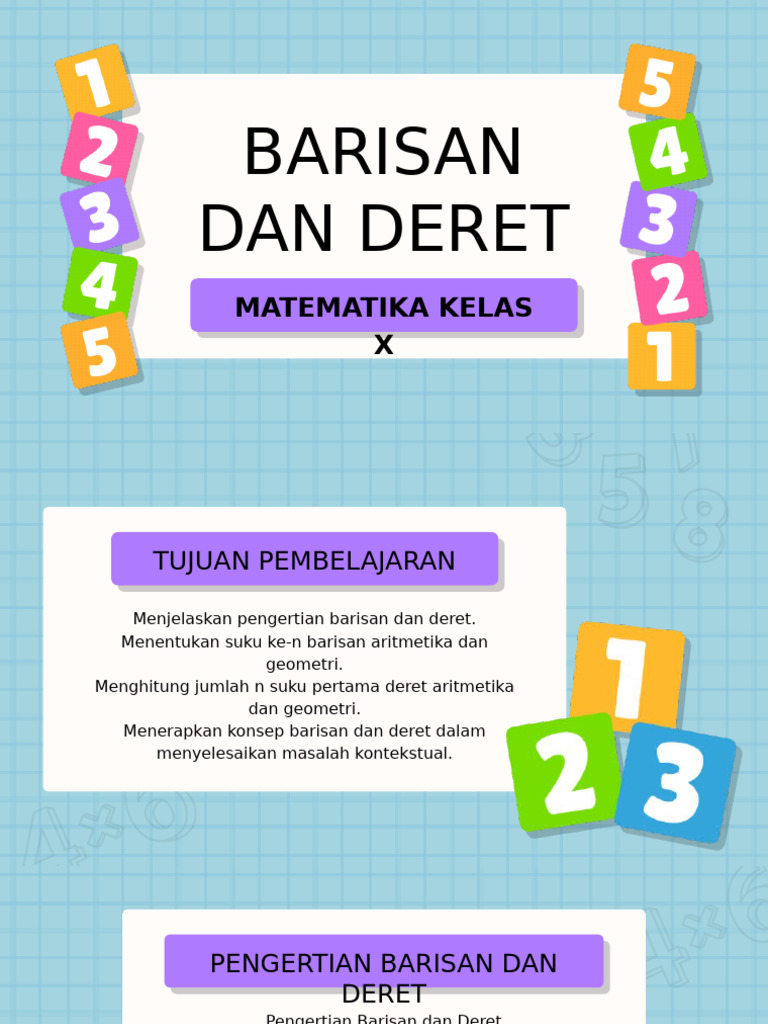 Barisan Dan Deret Presentasi Materi Biru Putih Ilustratif Sederhana | PDF