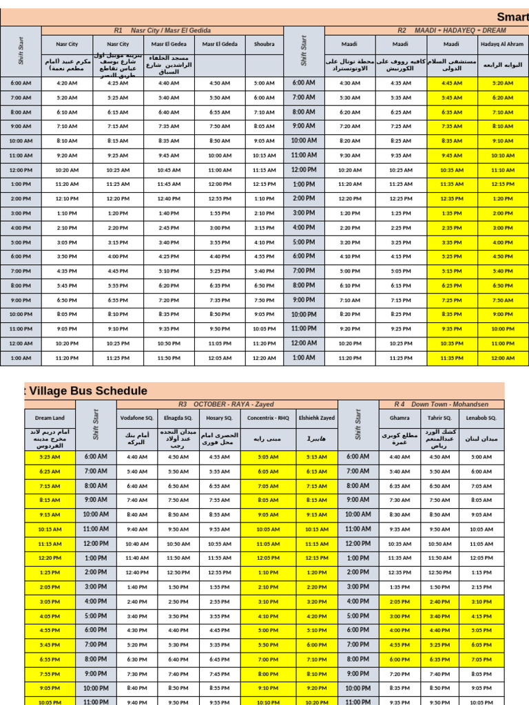 Smart Village Bus Schedule Details | PDF