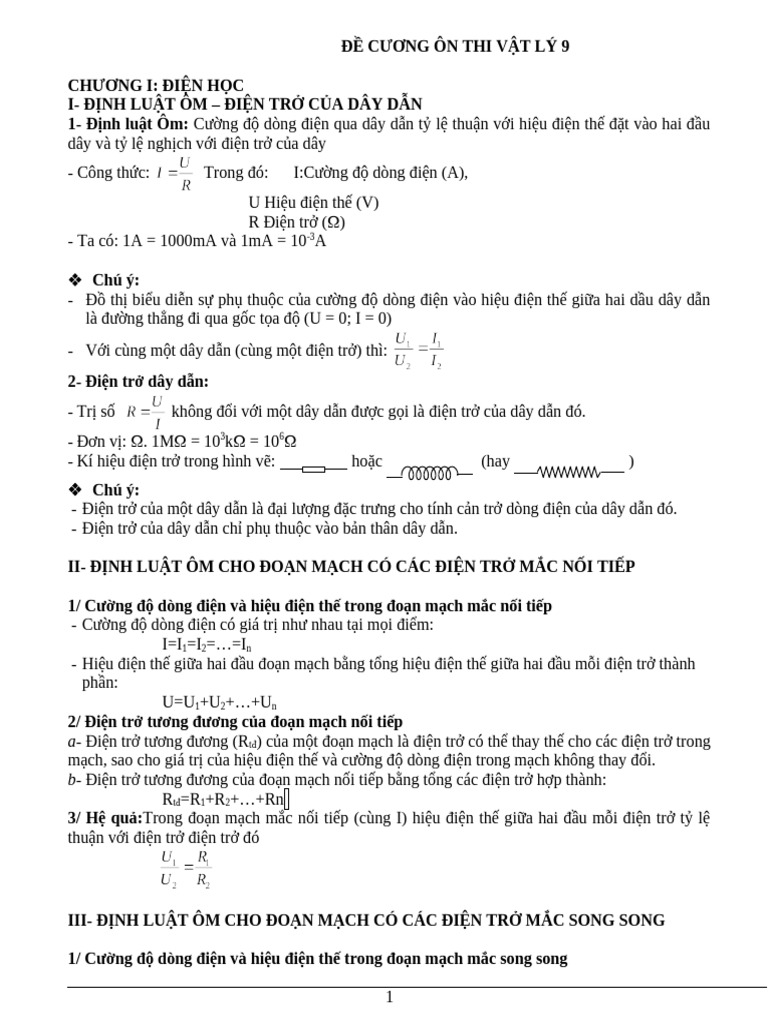 Tong Hop Kien Thuc Ly 9 | PDF