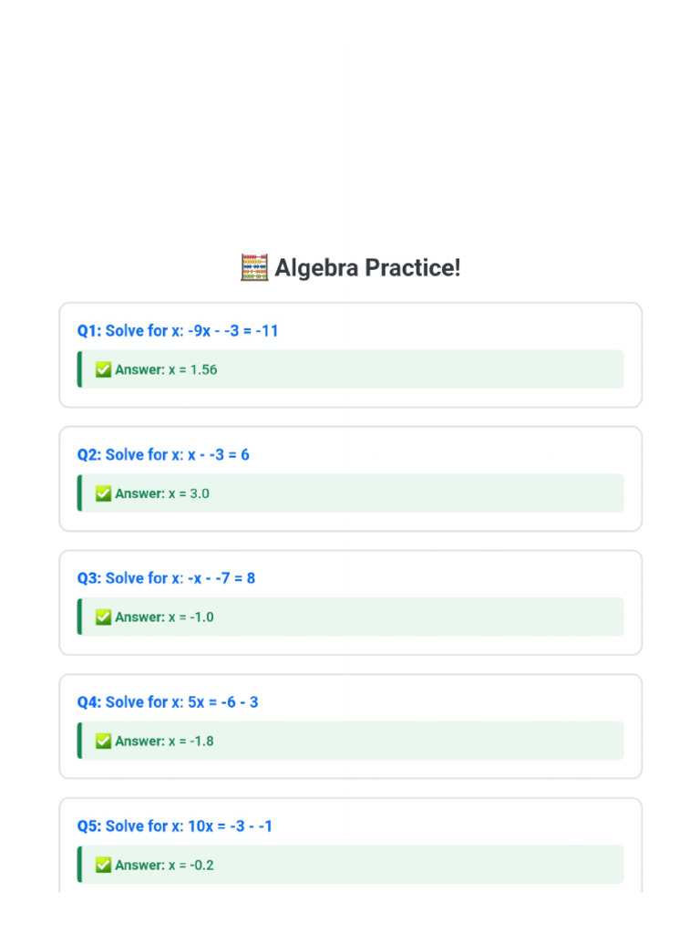 Algebra Practice | PDF