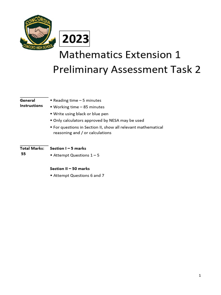 2023 Year 11 Ext 1 Task 2 Trig and Combinatorics | PDF | Combinatorics | Mathematical Relations