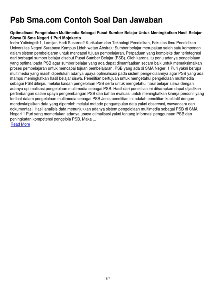 PSB Sma - Com Contoh Soal Dan Jawaban | PDF