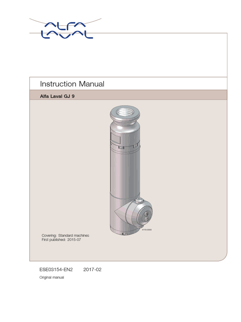Alfa Laval GJ 9 Tank Cleaning Manual | PDF | Pump | Filtration