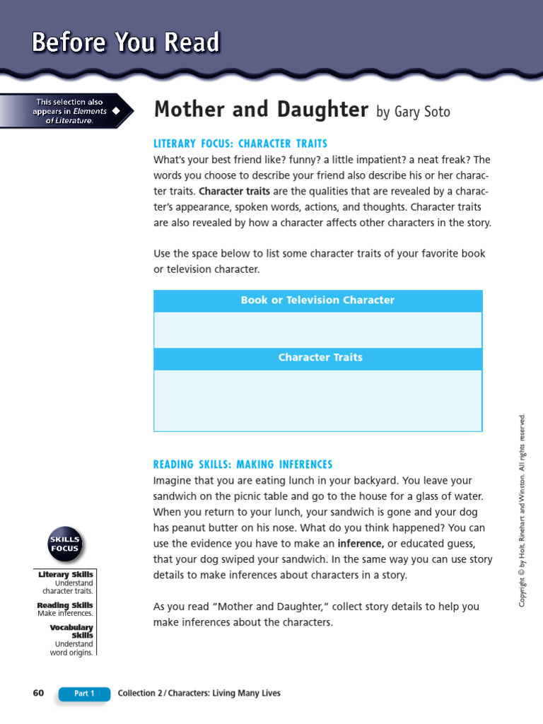 Garrett Akiona - Mother and Daughter Short Story Packet | PDF | Linguistics