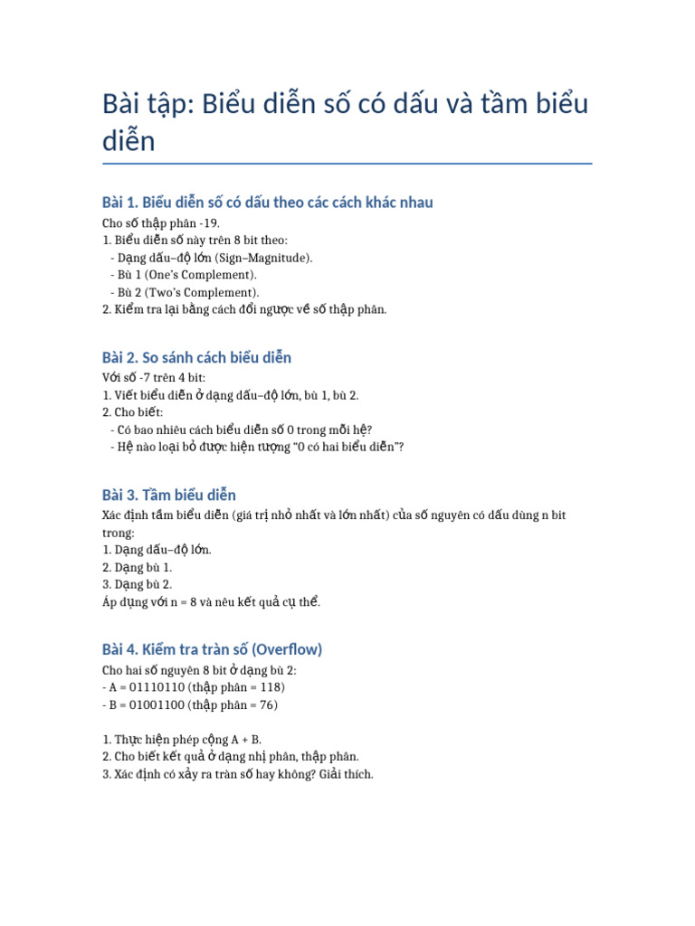 Bai Tap Bieu Dien So Co Dau | PDF