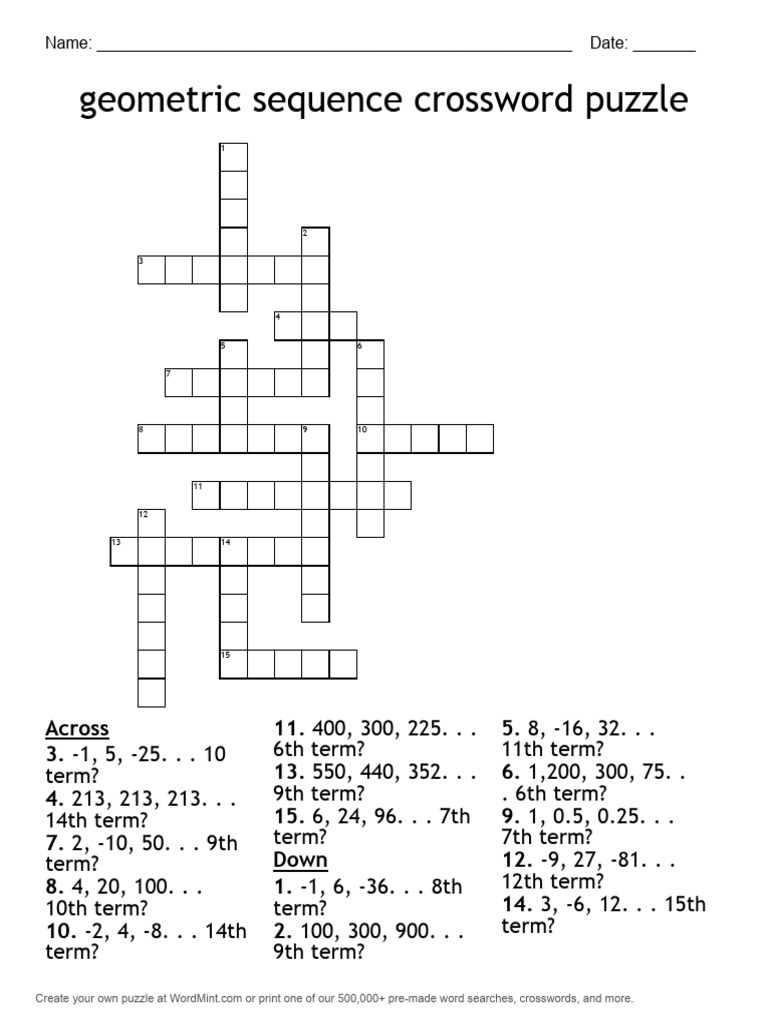 Geometric Sequence Crossword Puz B99af 61630f64 | PDF