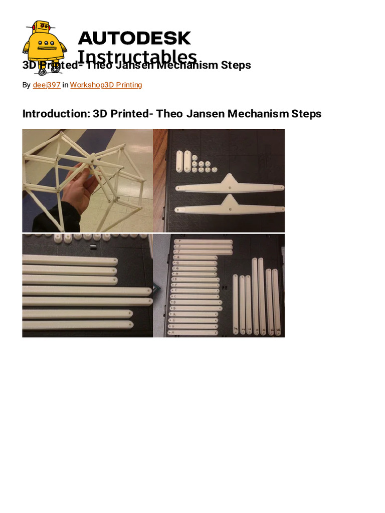 Build a 3D Printed Theo Jansen Mechanism | PDF | 3 D Printing