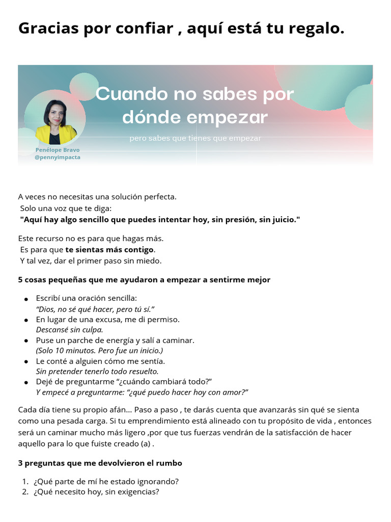 Cuando No Sabes Por Dónde Empezar (Pero Sabes Que Necesitas Empezar) | PDF