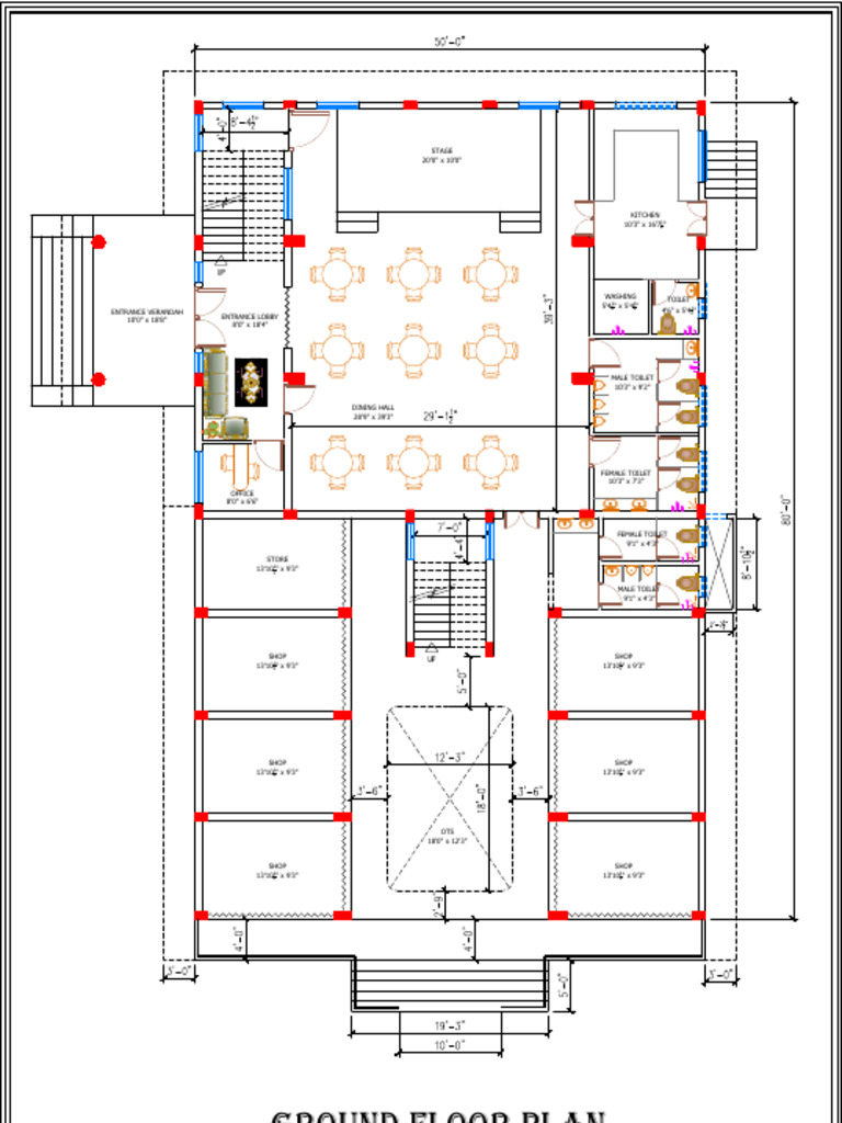Marriage Hall Ground Floor Plan | PDF | Buildings And Structures