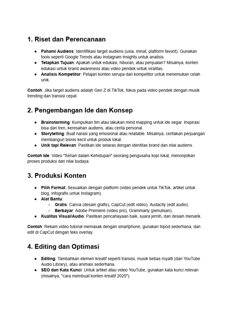 Panduan Membuat Konten Kreatif 2025 | PDF