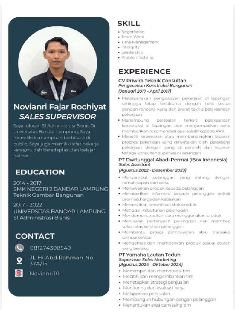 CV Novi Anri Fajar Rochiyat | PDF