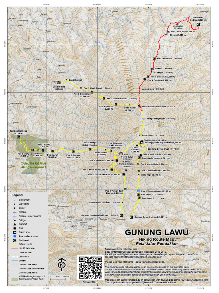 Gunung Lawu Hiking Route Map | PDF
