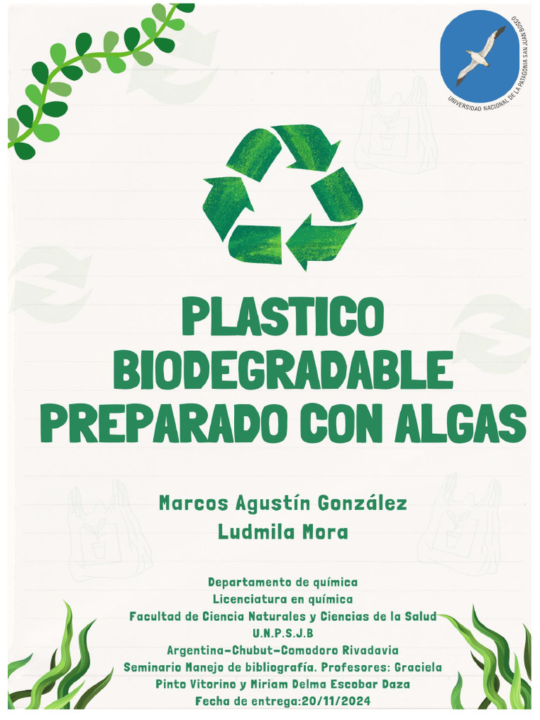 Plástico Biodegradable Preparado Con Algas | PDF | El plastico | Residuos