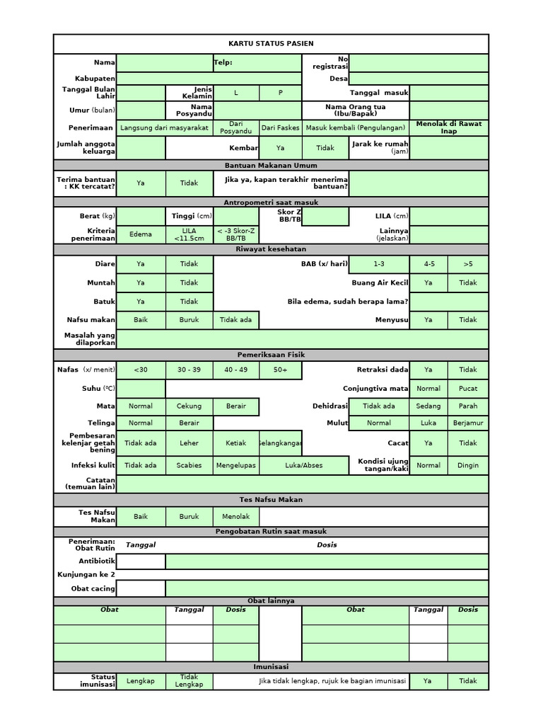 Kartu Status Pasien untuk Pemantauan Kesehatan | PDF