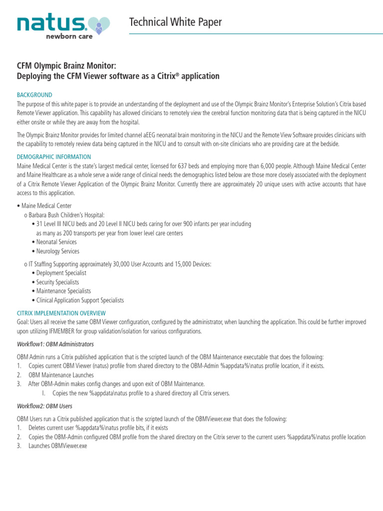 014679A - OBM Viewer Software - Citrix - White Paper - EN US - Lo-Res-1 | PDF | Neonatal ...
