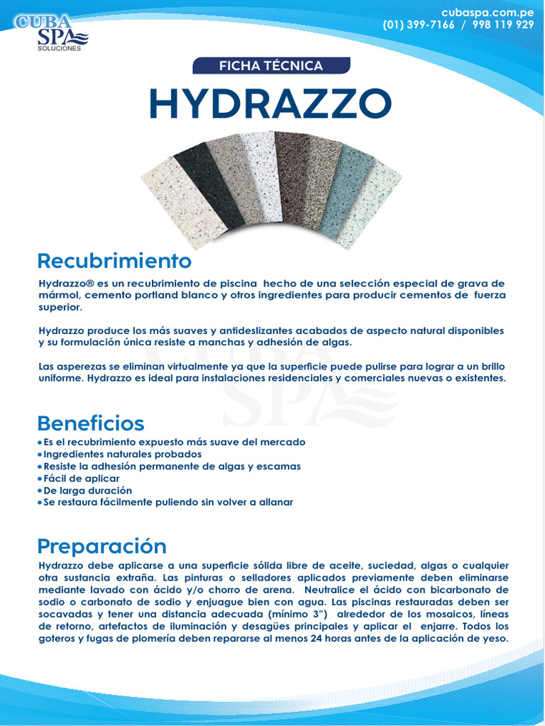 Ficha Tecnica Hydrazzo | PDF | Piscina | Cemento