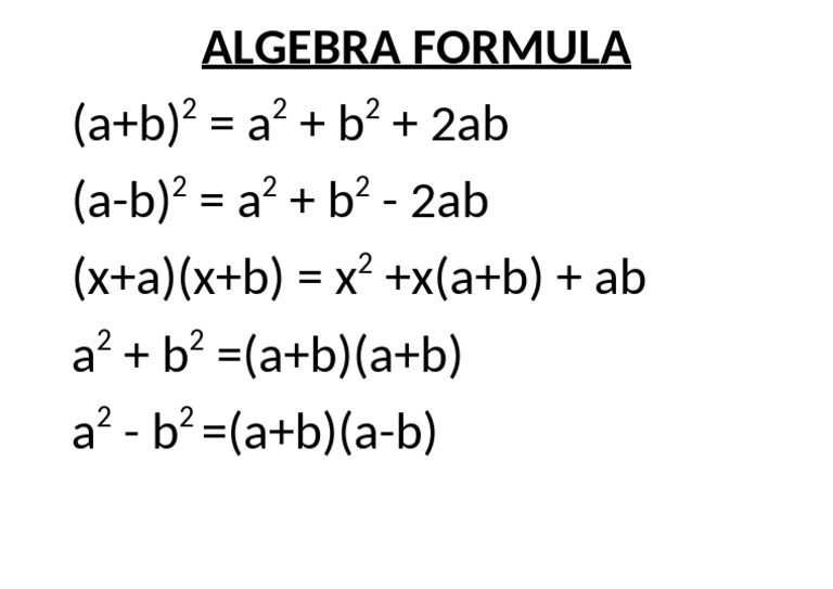 Algebra Formula | PDF