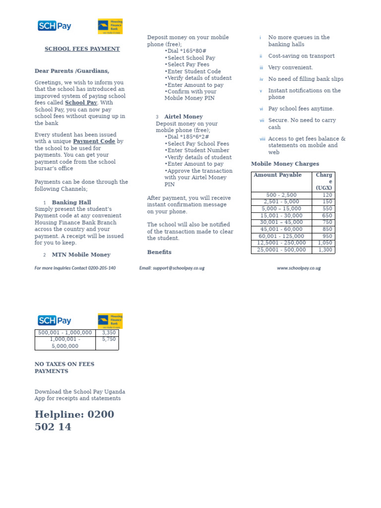 Schoolpay Circular Write Up - HFB | PDF | Fee | Banks