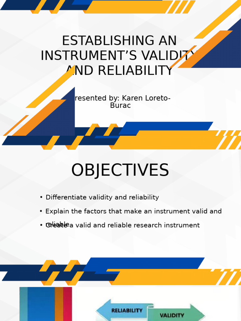 Validity and Reliability of Research Instruments | PDF | Validity ...
