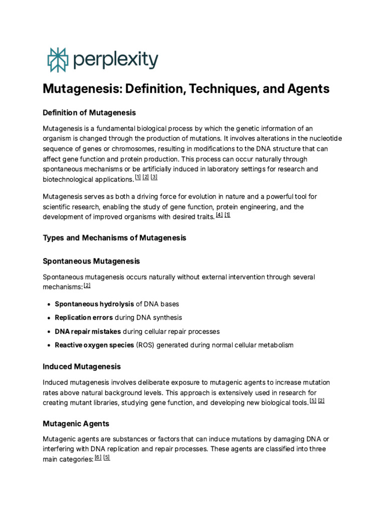 Mutagenesis - Definition, Techniques, and Agents | PDF | Mutagenesis ...