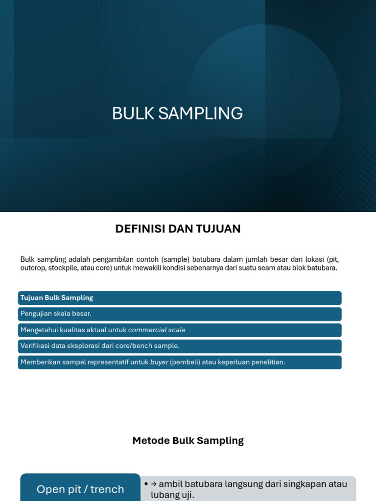 Metode dan Tujuan Bulk Sampling Batubara | PDF