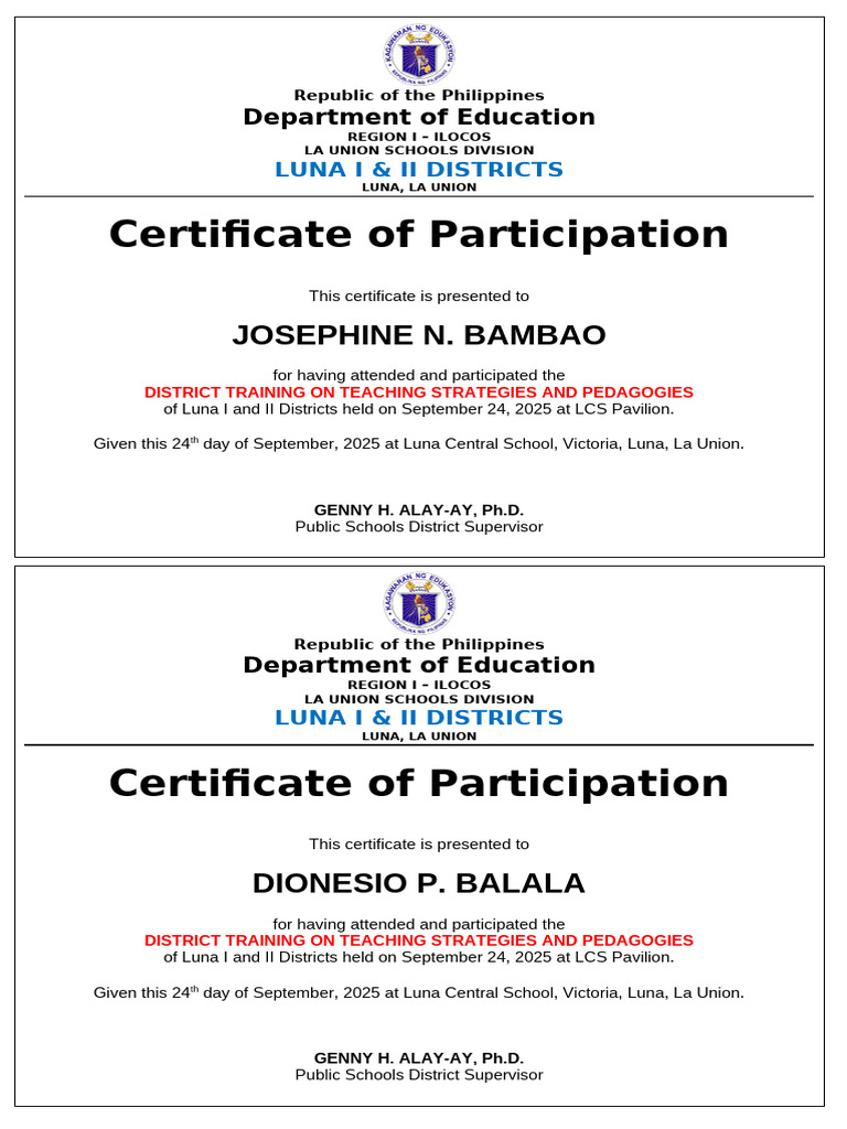 DLAC - Certificate of Participation CCS | PDF | Southeast Asia ...
