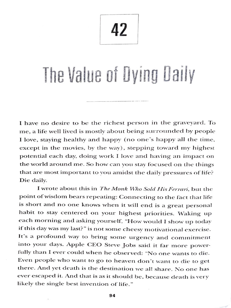 CHP 42. The Value of Dying Daily | PDF