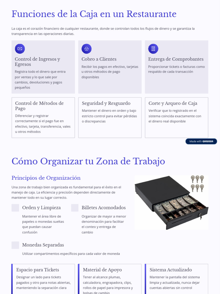 Funciones de La Caja en Un Restaurante | PDF | Dinero | Efectivo