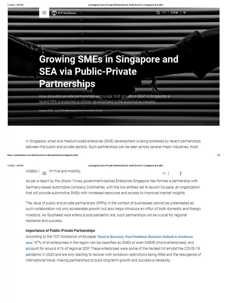 Leveraging Public-Private Partnerships For SME Growth in Singaporeand ...