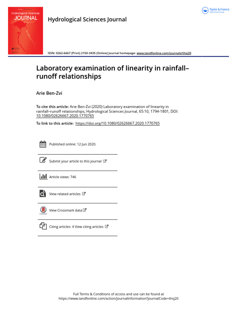 Laboratory Examination of Linearity in Rainfall Runoff Relationships ...