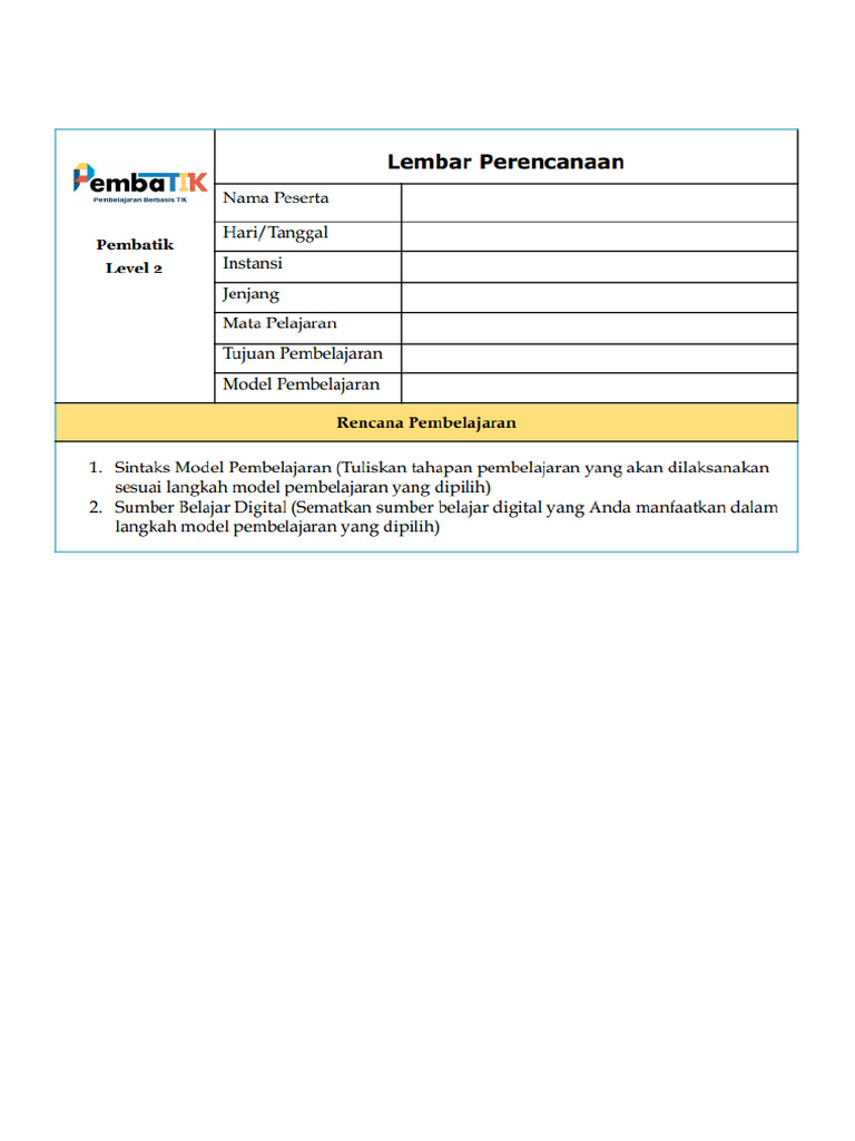 Template RPP Pembatik | PDF