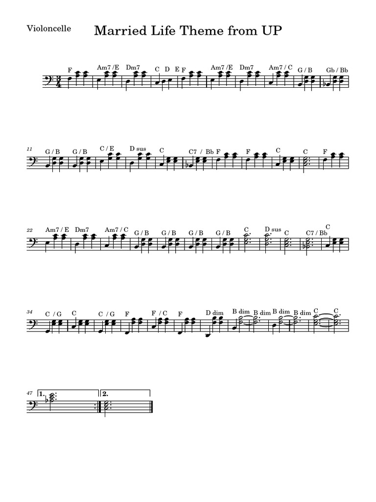 Married Life Theme From UP-Violoncelle | PDF
